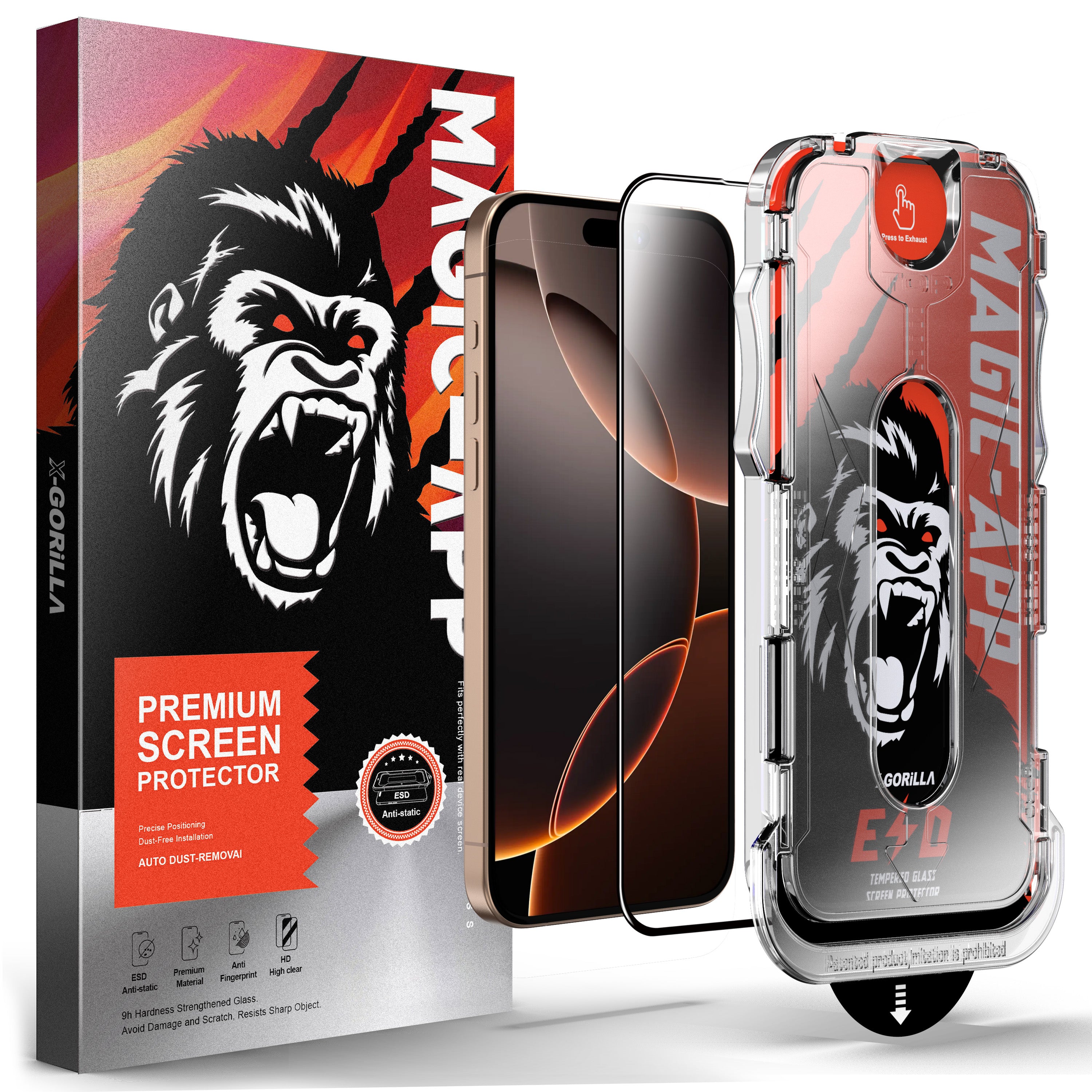 X-Gorillas Series Dust-Removal EASY APP HD Screen Protector Tempered G ...